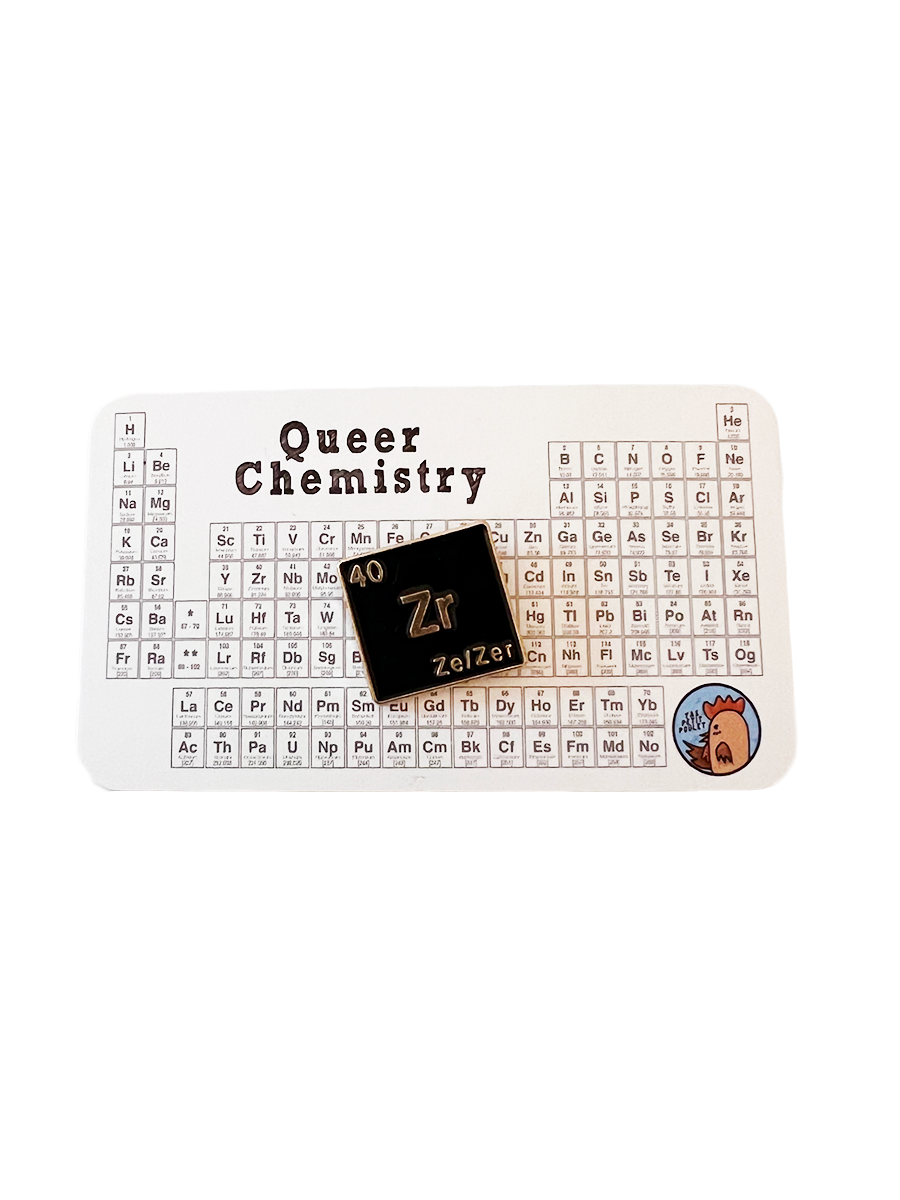 Queer Chemistry Ze/Zer Pronoun Pin – GenderGear.ca